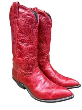 Code West | Shoes | Vintage 9s Code West Red Leather Cowboy Boots 7m ...